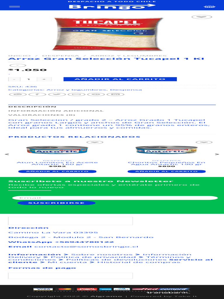 Arroz Gran Selección Tucapel 1 KL - Somos Bringo | PDF