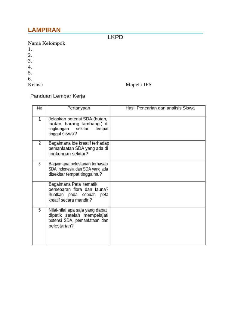 LKPD Potensi Sda | PDF