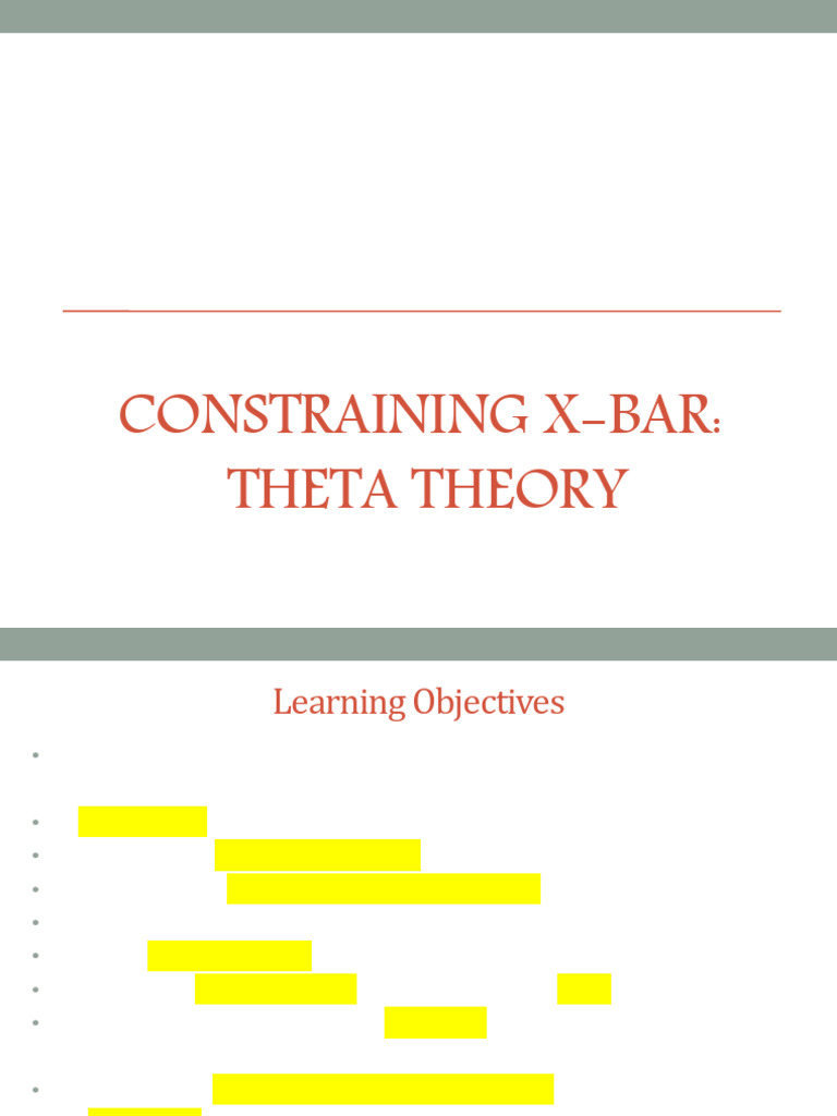 Constraining X-Bar - Theta Theory Ss | PDF | Syntax | Grammar