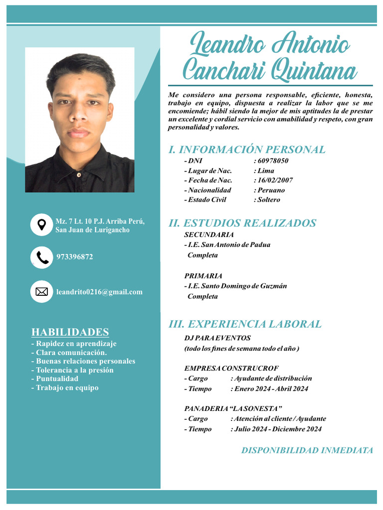 CV Leandro Canchari | PDF