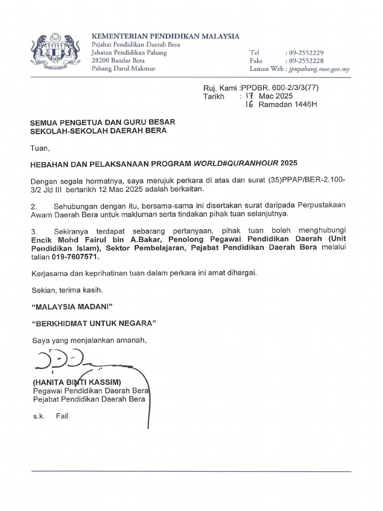 Hebahan Dan Pelaksanaan Program World#quranhour 2025 | PDF