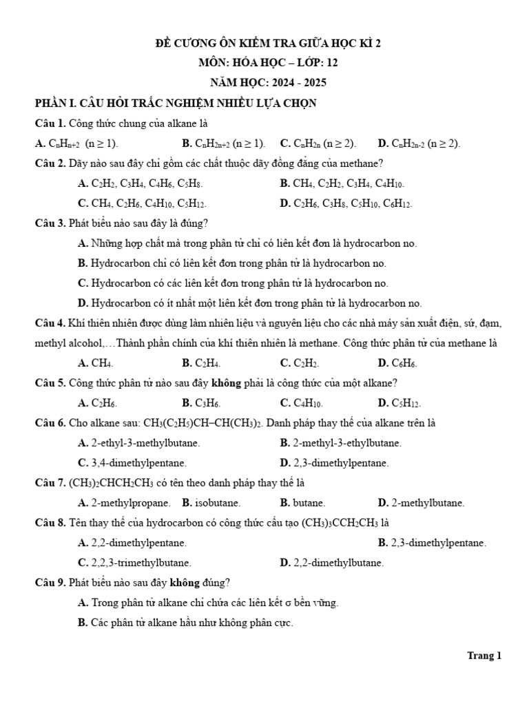 DE CUONG ON KT GIUA HK II_HOA11 | PDF