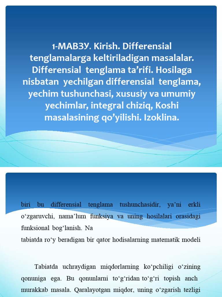 1 mavzu taqdimoti | PDF