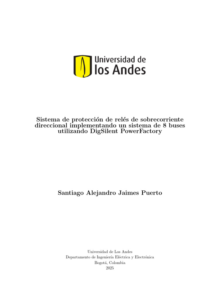 Sistema de protección de relés de sobrecorriente direccional implementando un sistema de 8 buses ...