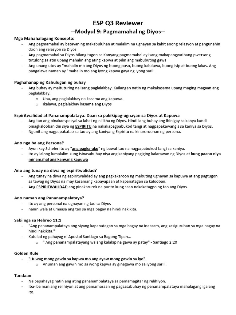 ESP Q3 Reviewer | PDF