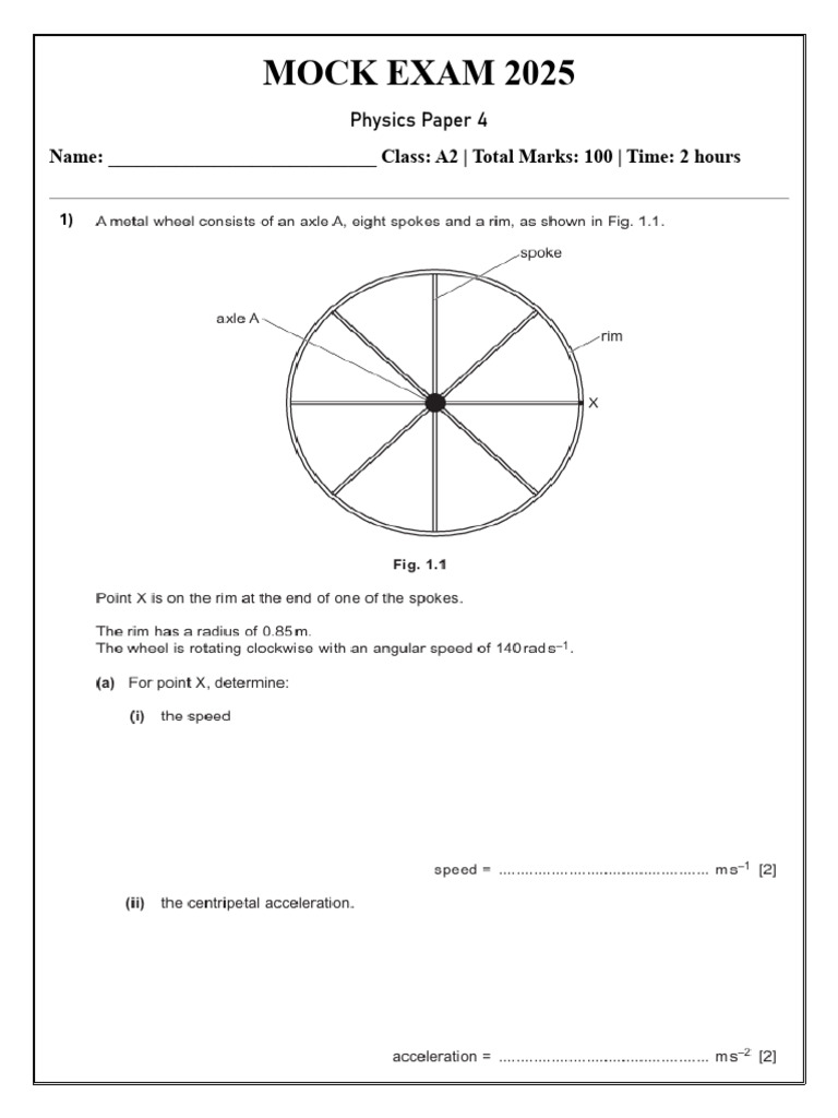2025 Physics Mock Exam Paper 4 | PDF