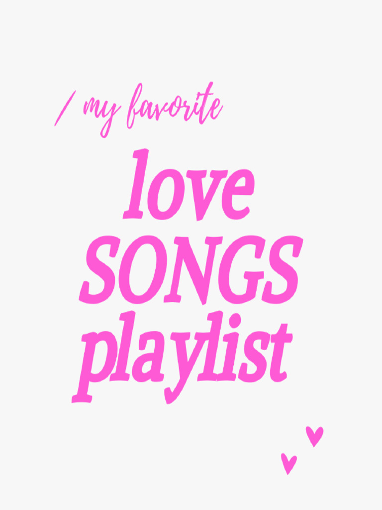 Pink Minimalist Typographic Love Songs Playlist Cover | PDF
