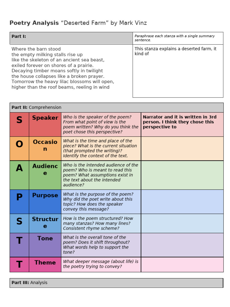 SOAPSTT Poetry Analysis #1 | PDF | Poetry