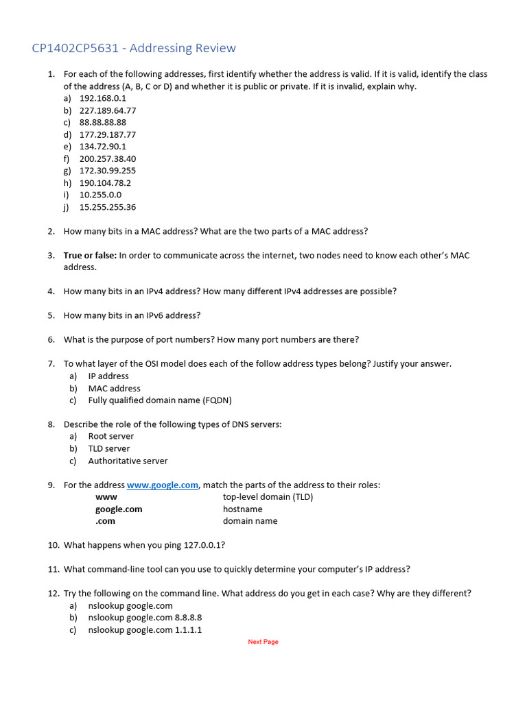 CP1402 - CP5631 Week 05 Prac - Addressing Review and Hands On Activity ...