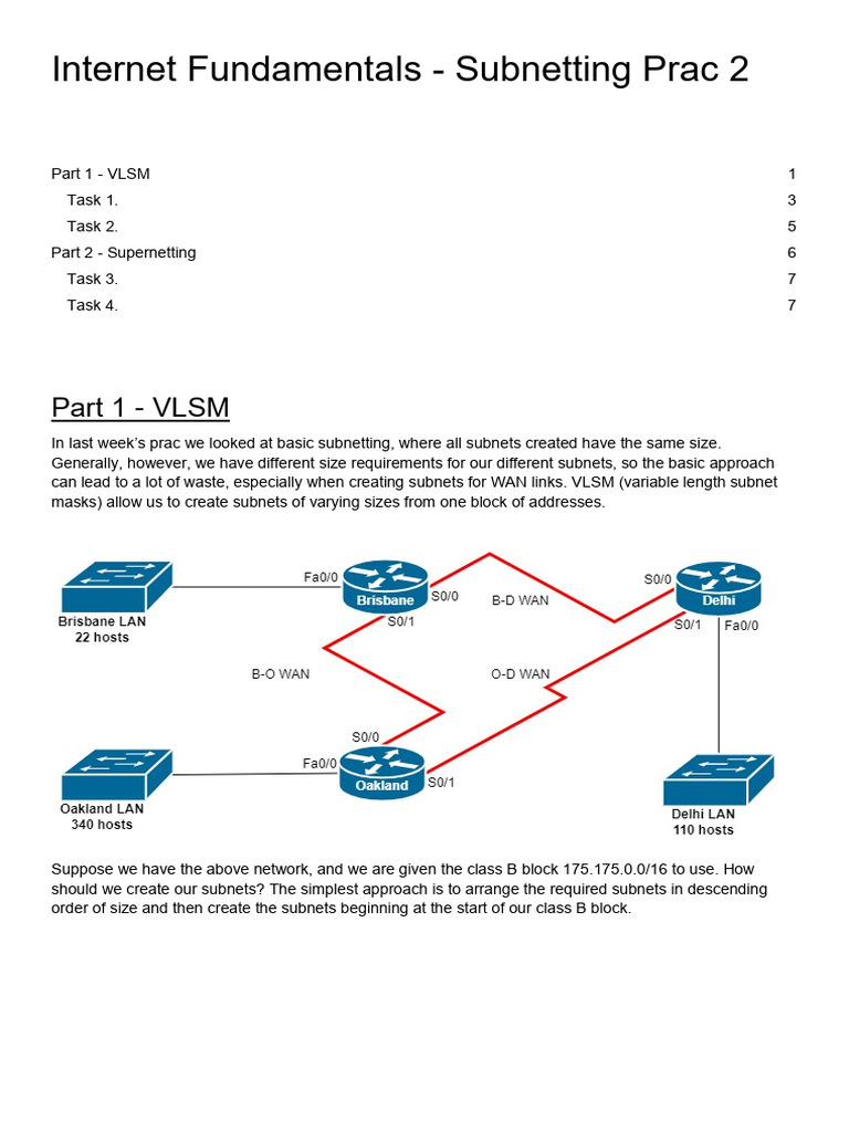 CP1402 - CP5631 Week 07 Prac - Subnetting Prac 02 | PDF | Routing | Network Protocols