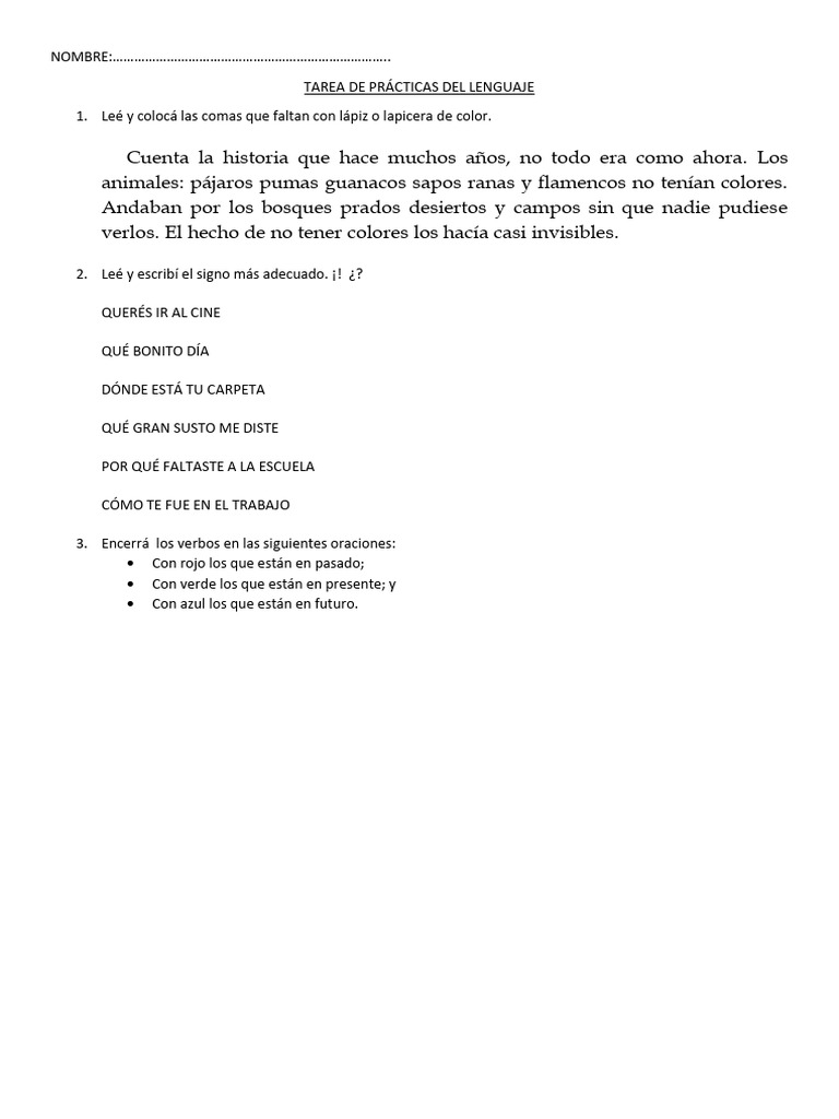 Prácticas de Lenguaje para Niños | PDF