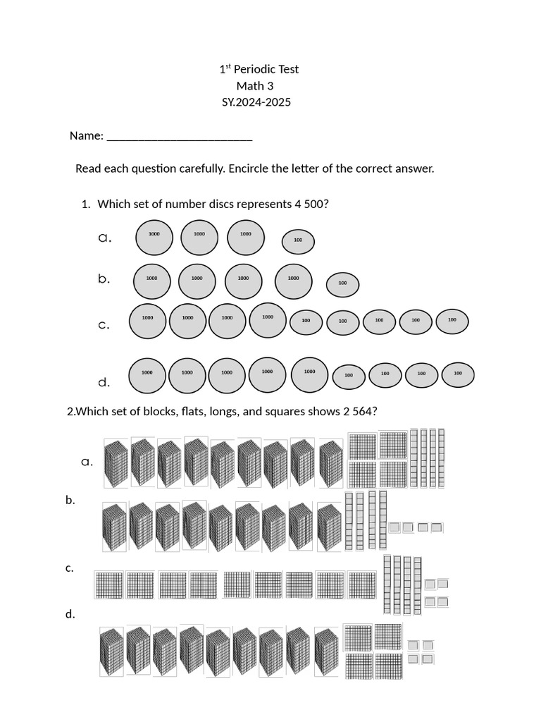 1st Periodic Test-Math-final | PDF | Mathematics | Arithmetic