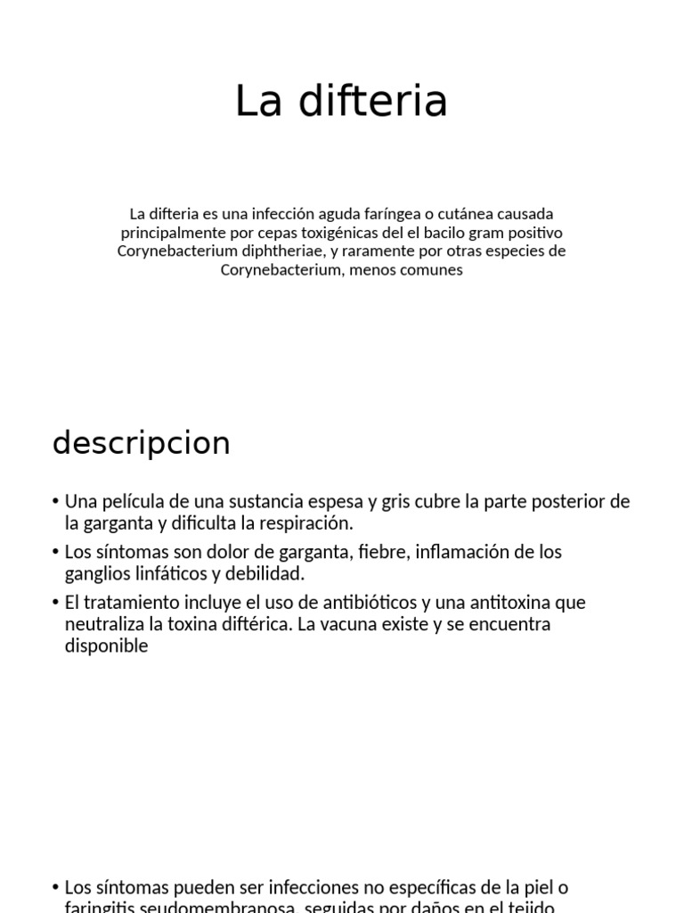 Difteria: síntomas, tratamiento y vacuna | PDF