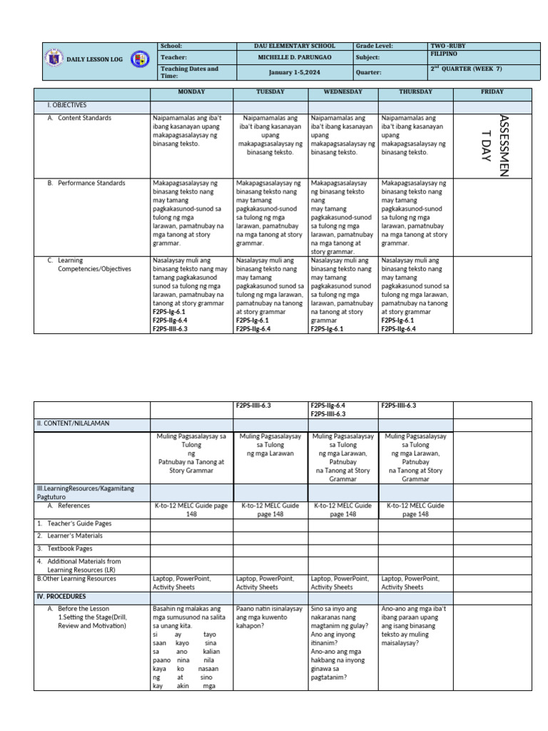 Filipino Week 7 Quarter 2 | PDF