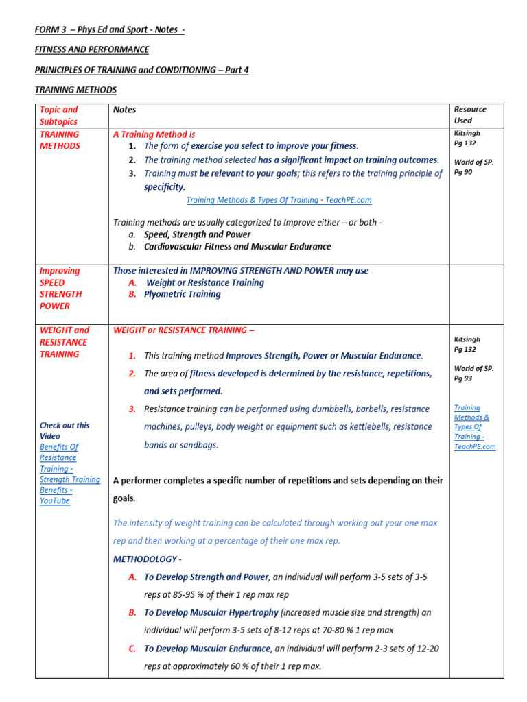 F3 - Fit&Per - Prin of Training - 4 - Training Methods | PDF | Strength Training | Aerobic Exercise