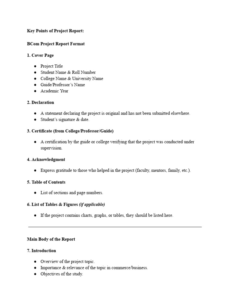 BCom Project Report | PDF