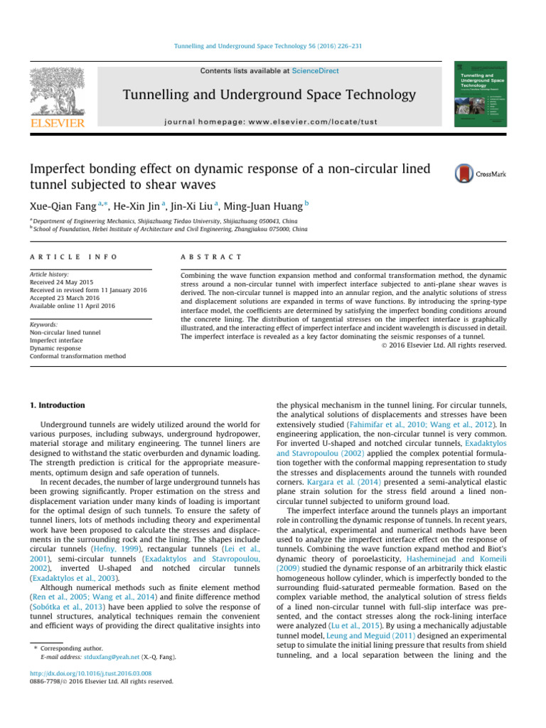 Imperfect Bonding Effect On Dynamic Response of A Non Circular Lined ...