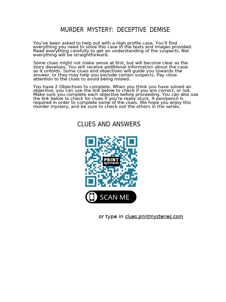 Free Murder Mystery - Deceptive Demise | PDF
