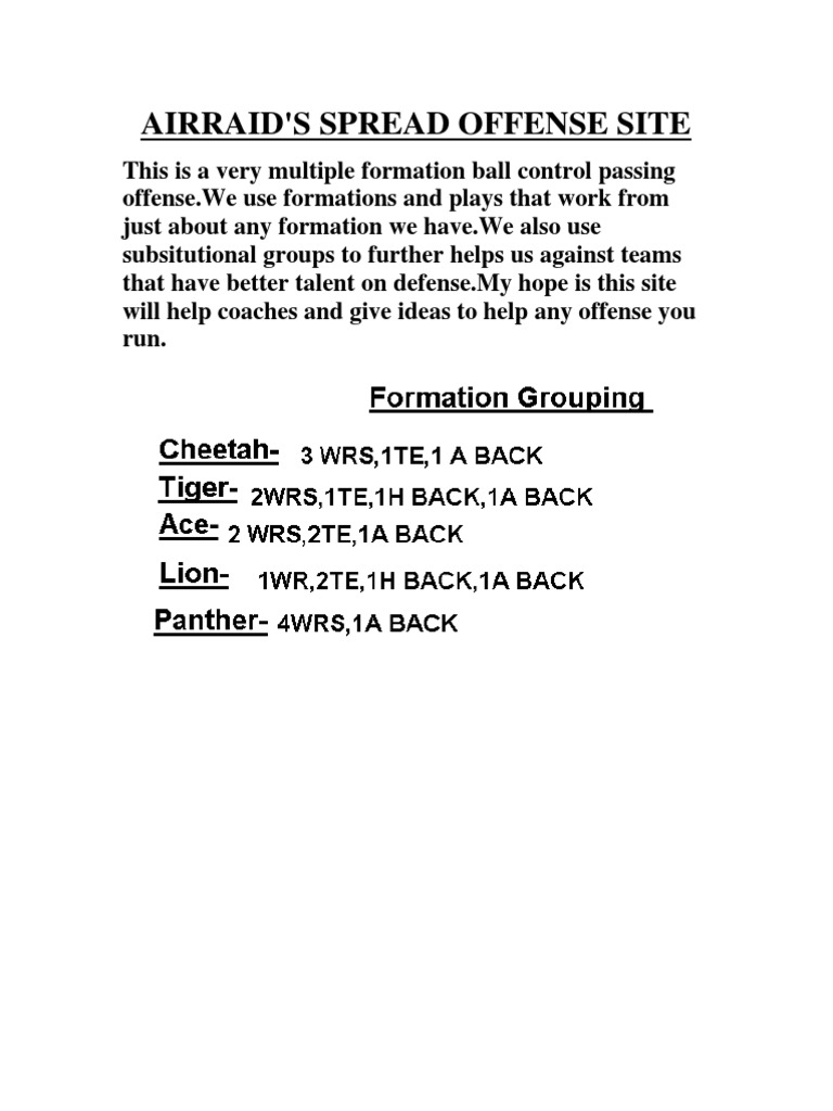 Airraid S Spread Offense | PDF | College Football Seasons | American ...
