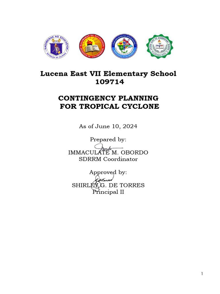Contingency Plan - Tropical Cyclone - East VII ES | PDF | Emergency ...