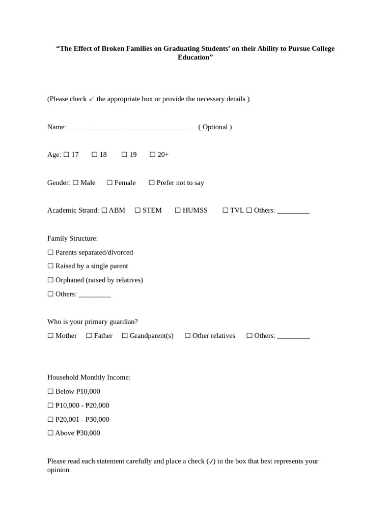 Questionnaire 1 | PDF