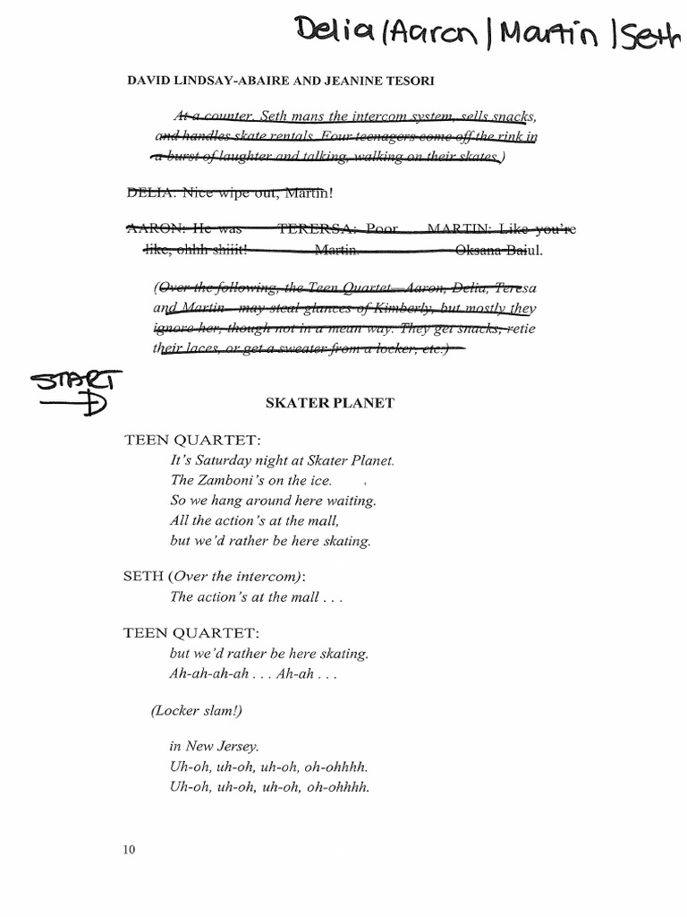 DELIA, AARON, MARTIN, SETH - Skater Planet Lyrics From Script | PDF