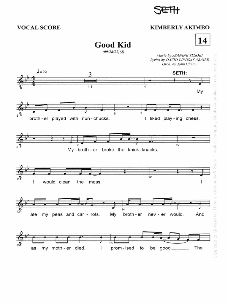 SETH Good Kid Vocal Score | PDF