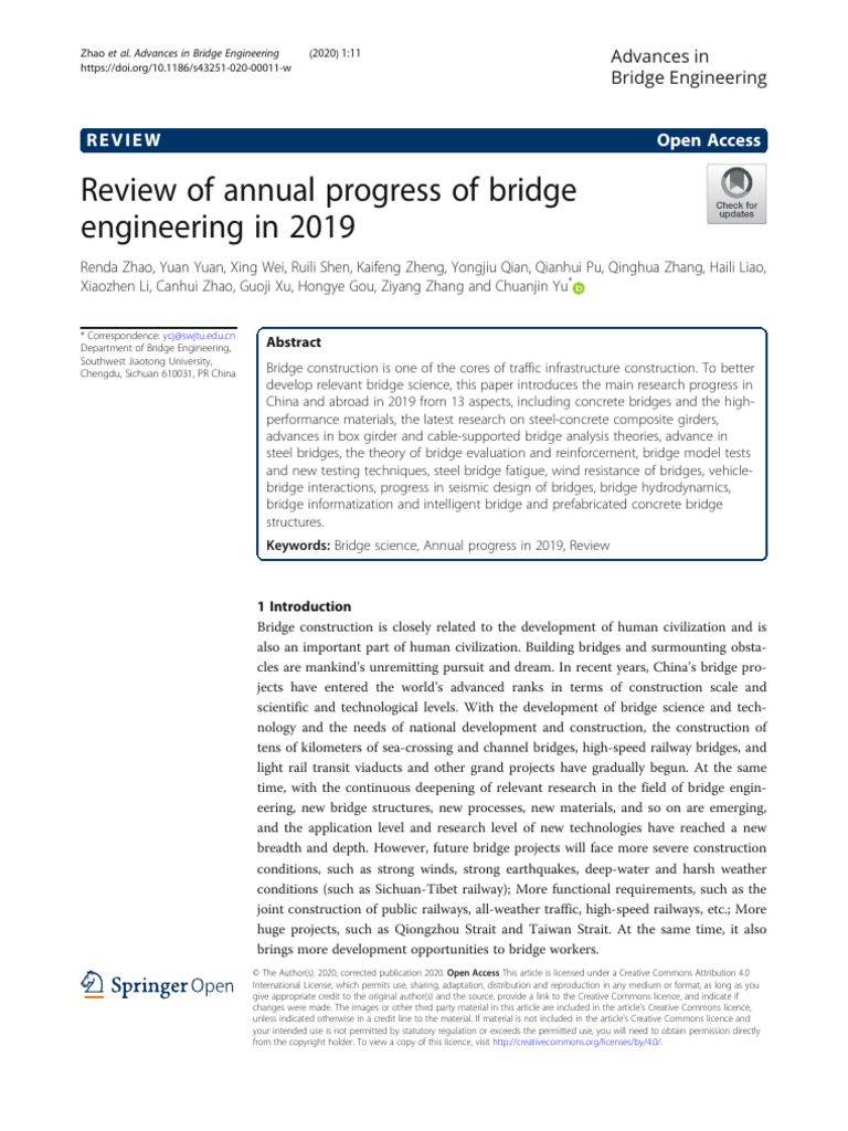 Review of Annual Progress of Bridge Engineering in 2019 | PDF ...