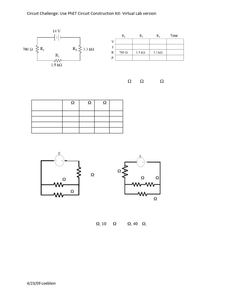 Circuit Challenge Worksheet | PDF