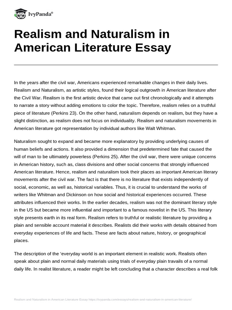 Realism and Naturalism in American Literature | PDF | Realism (Arts ...
