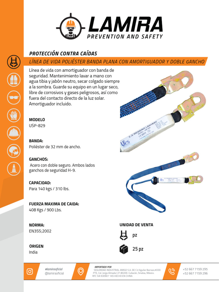 Línea de Vida con Amortiguador y Doble Gancho | PDF