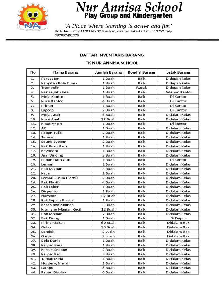 Daftar Inventaris Barang Nas | PDF