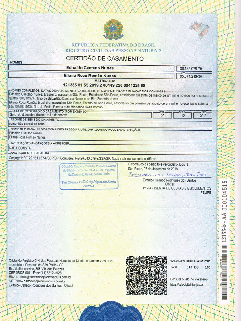 CERTIDÃO DE CASAMENTO bbbb | PDF