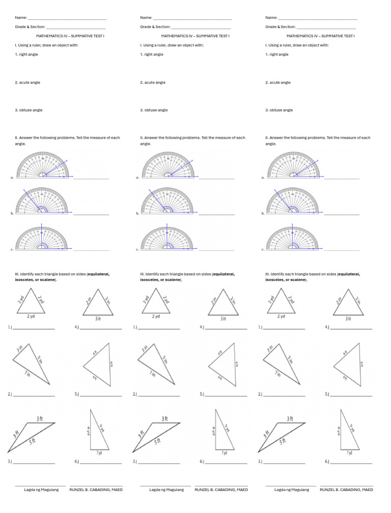 Q1 Math Iv Summative Test I | PDF