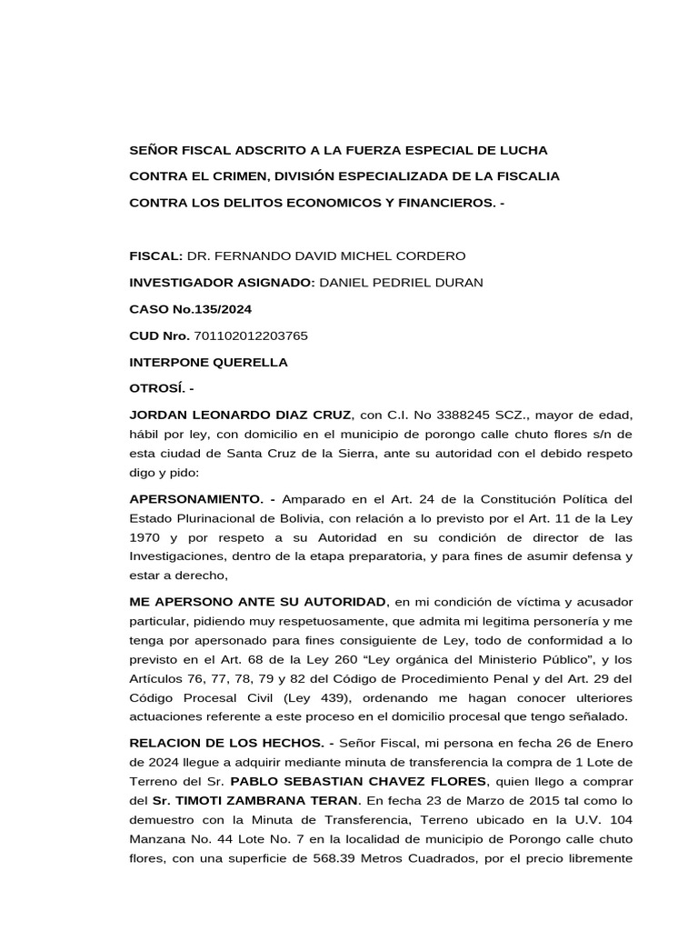 Querella Act 1 Hecha | PDF | Queja | Justicia