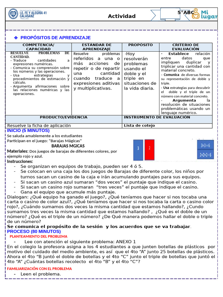 Mate - El Doble y El Triple de Un Número | PDF