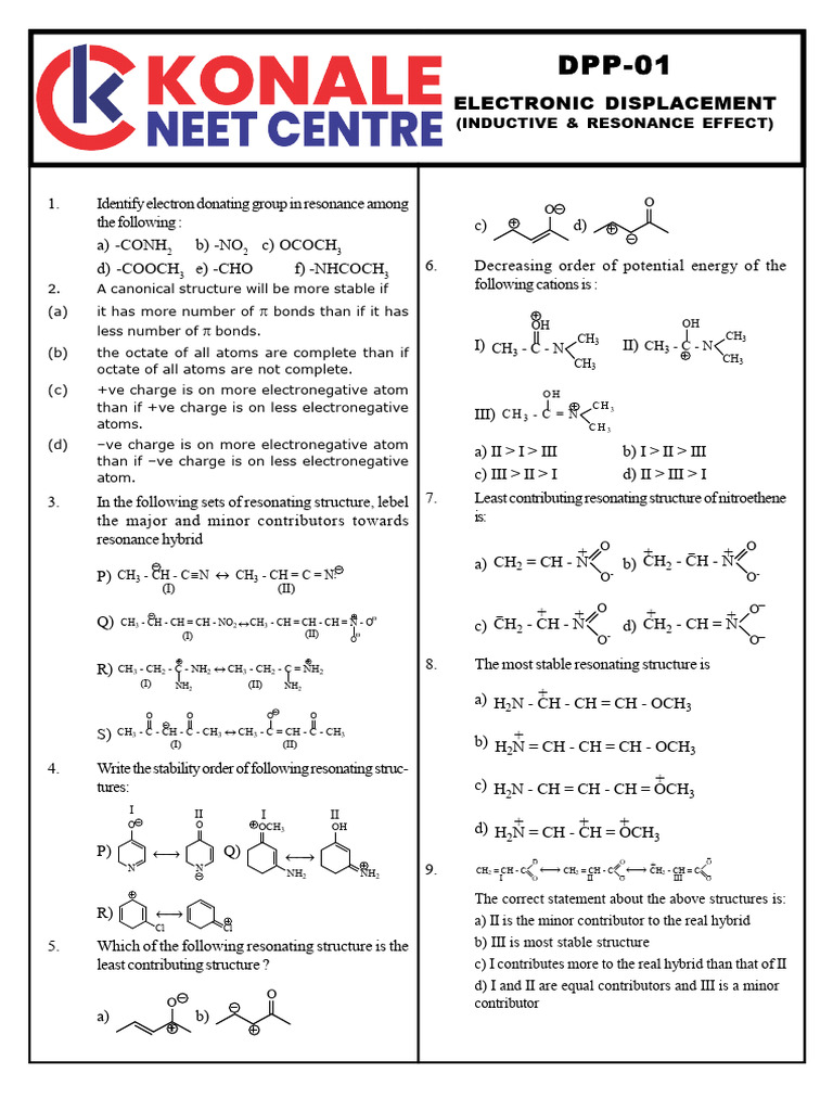 Electronic Displacement DPP 01 Star - 2 | PDF | Chemical Bond | Applied And Interdisciplinary ...