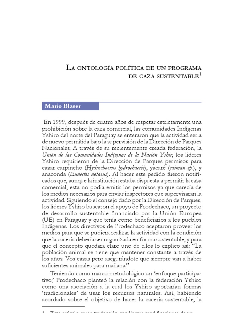 La Ontología Política de Un Programa de Caza Sustentable - Mario Blaser ...