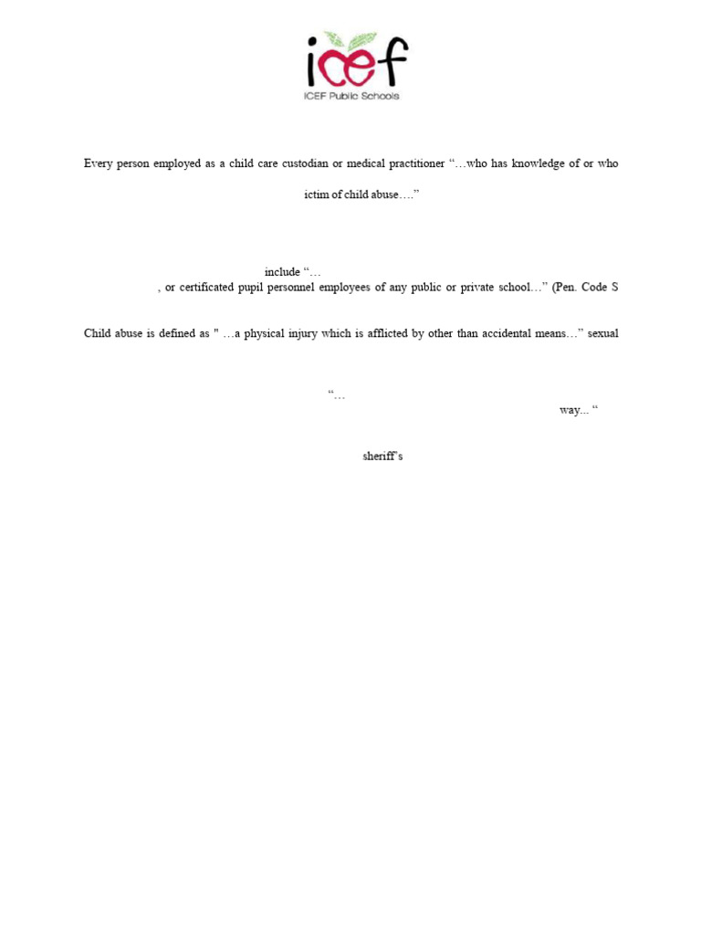 Child Abuse Reporting Agreement Form | PDF | Child Abuse | Child ...