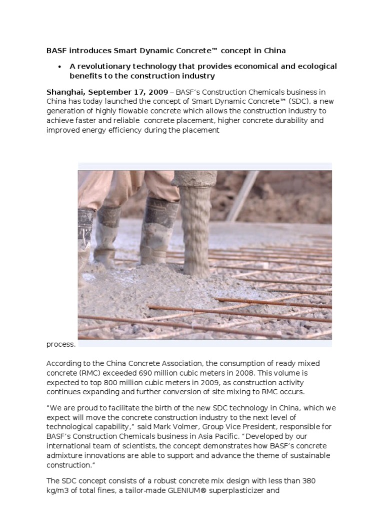 BASF Introduces Smart Dynamic Concrete | PDF | Concrete | Building ...