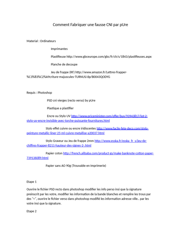 Fabrication d'une fausse CNI avec Photoshop | PDF | Conception de la ...