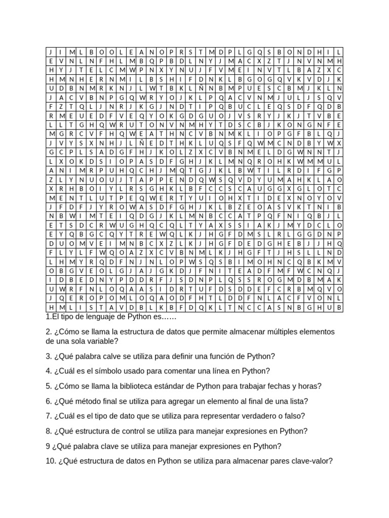 Sopa de Letras | PDF | Python (lenguaje de programación) | Ciencias de la Computación