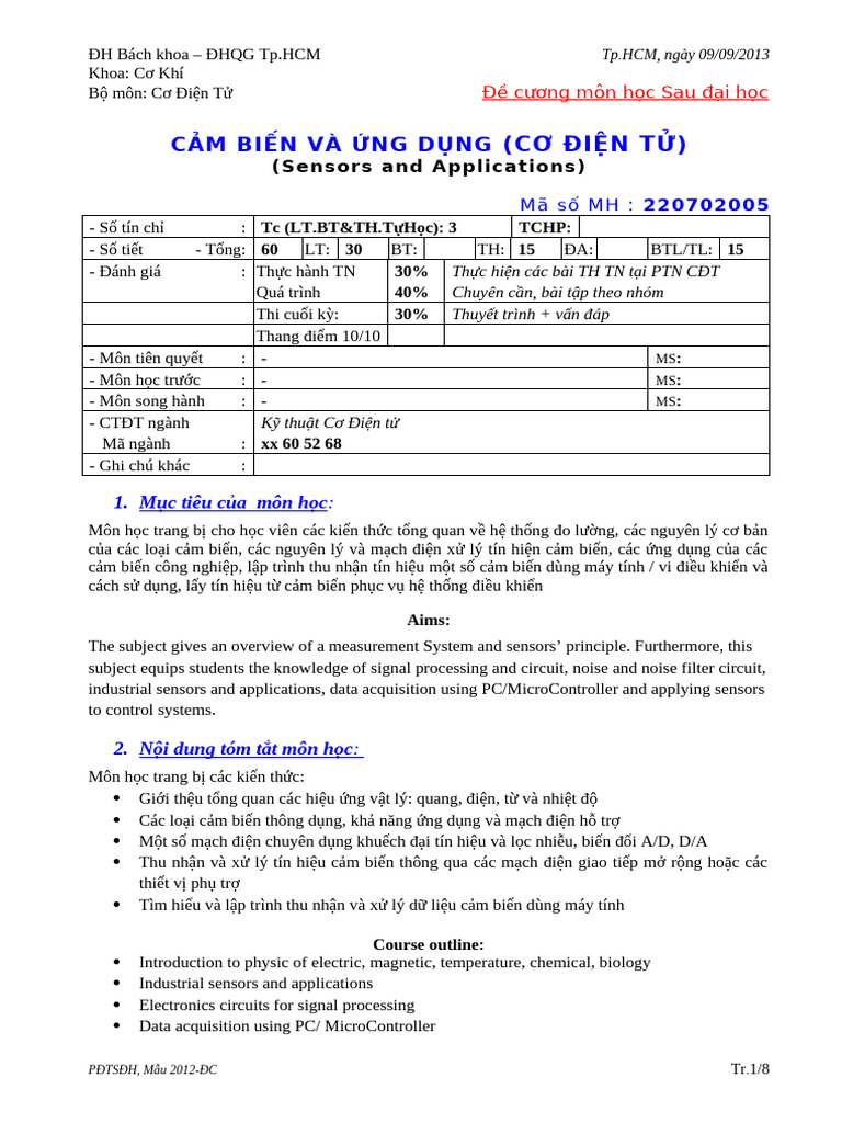 DCMH Cam Bien Va Ung Dung | PDF