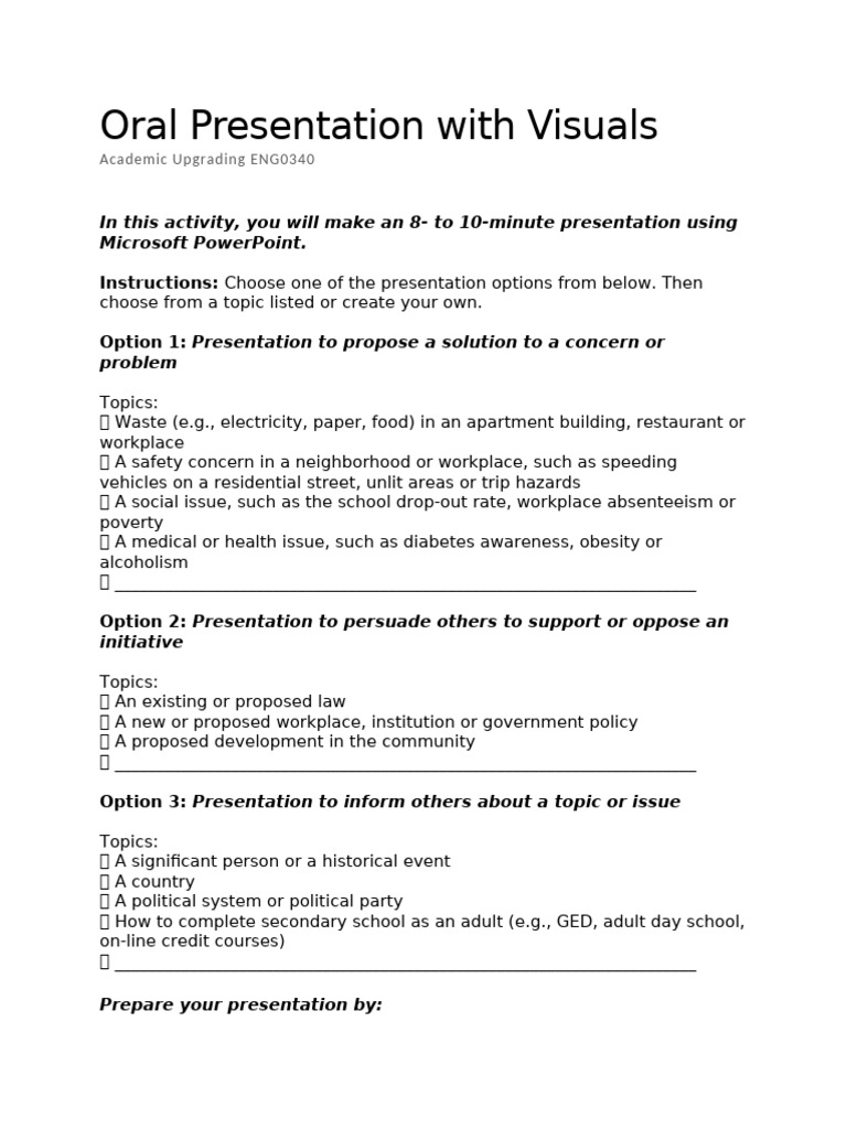 Oral Presentation Handout | PDF
