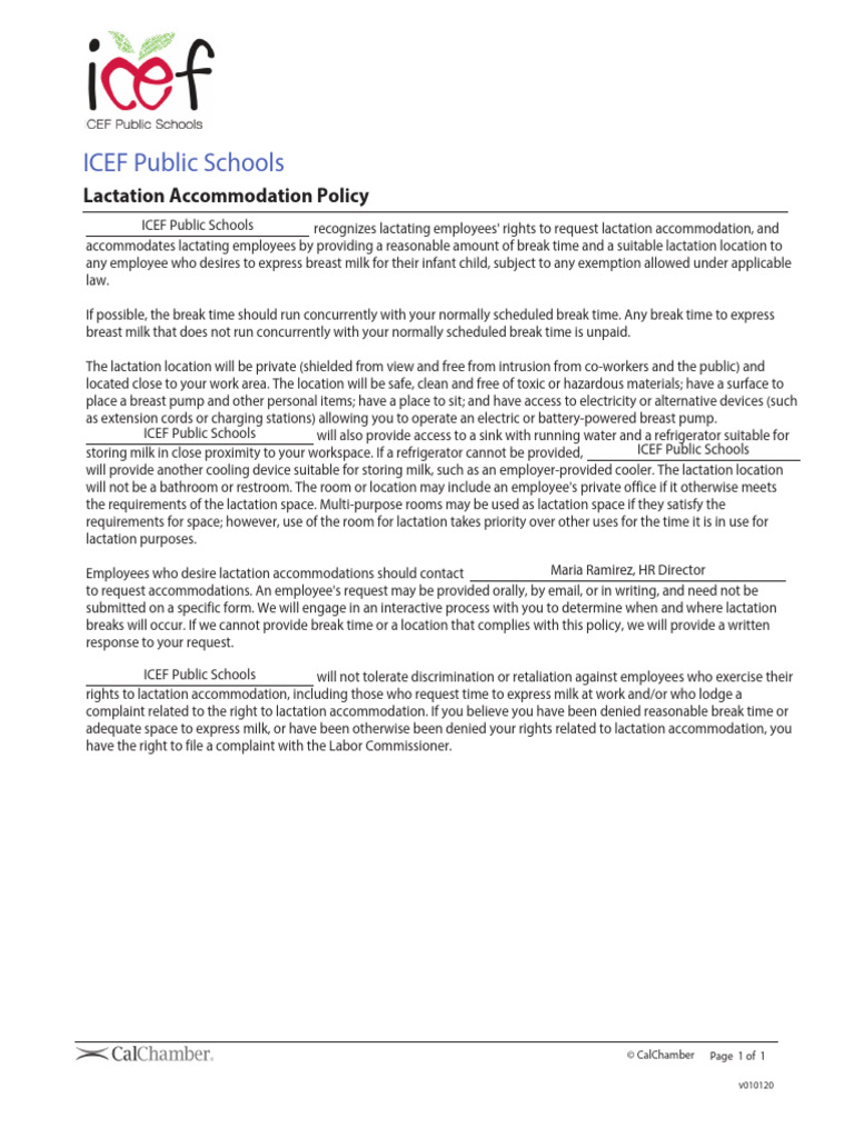 Lactation Accomodation Policy __ | PDF