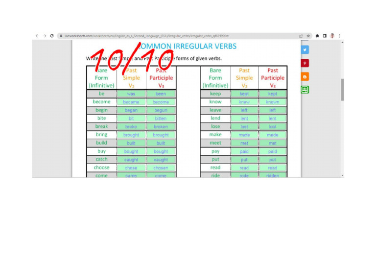 3.optional Homework - Irregular Verbs by Aquino Mamani Jose Alvaro | PDF