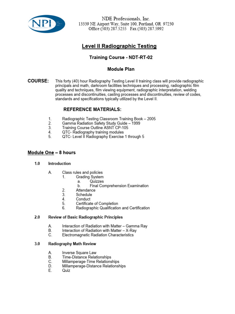 RT Radiographic Testing Level 2 | PDF | Radiography | Nondestructive ...