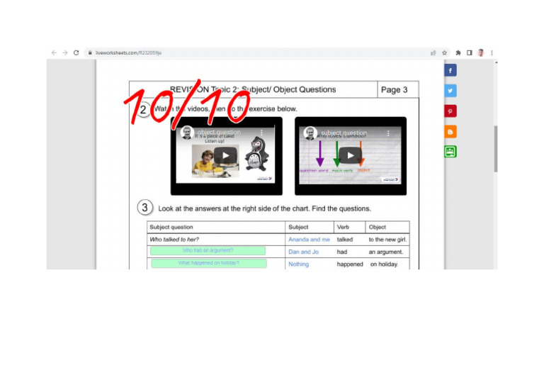 Aquino Mamani Jose Alvaro 2. Intermediate 1 Homework 3 Subject Object Questions | PDF