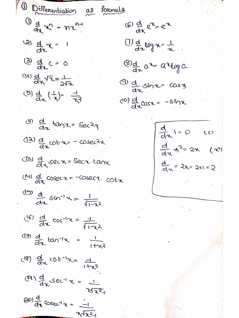 Differentiation Formula | PDF