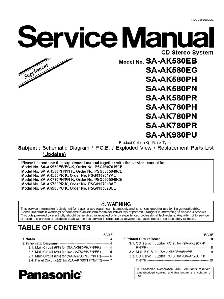 Panasonic Sa Ak580 Ak780 Ak980pu | PDF | Computer Engineering ...